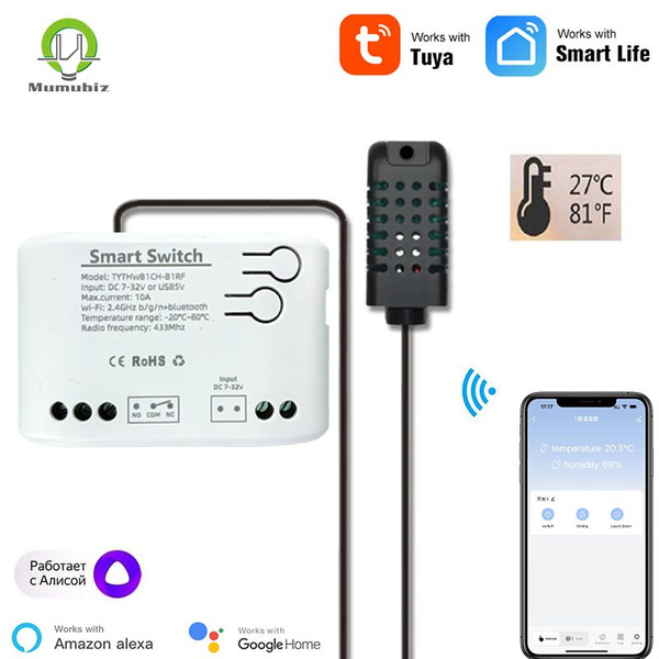 Mumubiz Tuya Smart 7-32 в WiFi 1-канальное реле с датчиком температуры ...
