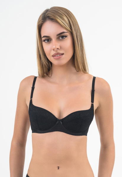 Бюстгальтер Женский Milavitsa мягкая чашка на каркасе, размер 75B черный Текстиль Вечерний ...