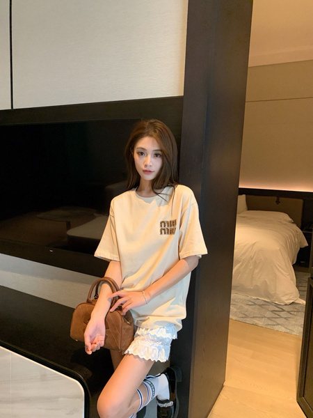 Футболка Miu Miu размер 42 цвет светлый хаки хлопок 100 купить по выгодной цене в интернет