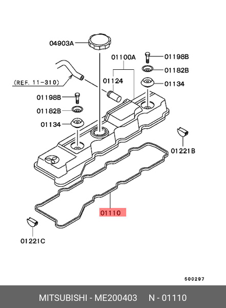 Прокладка крышки клапанов Mitsubishi ME200403 - Mitsubishi арт ...