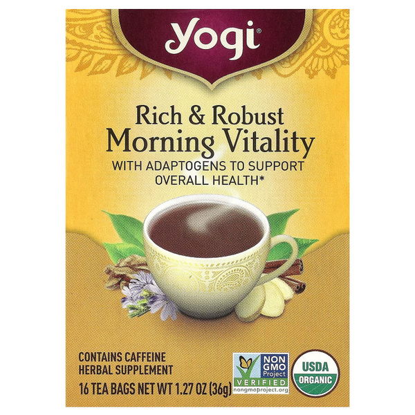 Yogi Tea, Rich & Robust Morning Vitality, Утренний заряд энергии, 16шт ...