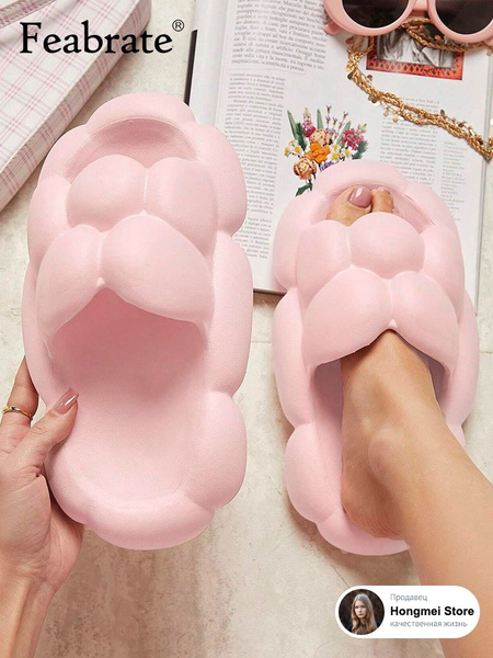 Шлепанцы Женский Feabrate, размер 39, 40 EVA Круглый нос, Толстая подошва Без каблука Без ...