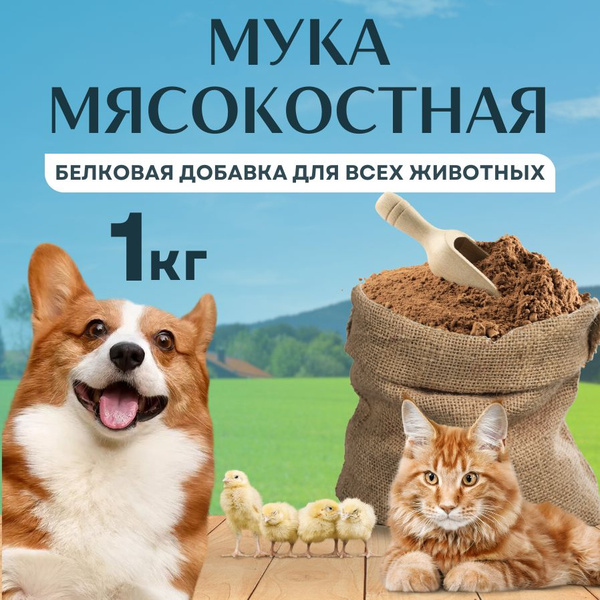 Мясокостная мука. Кормовые добавки для животных, кошек, собак 1кг ...
