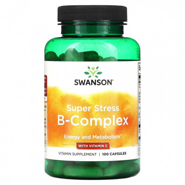 Витамины Swanson Super Stress B-Complex with Vitamin C 100 капсул ...