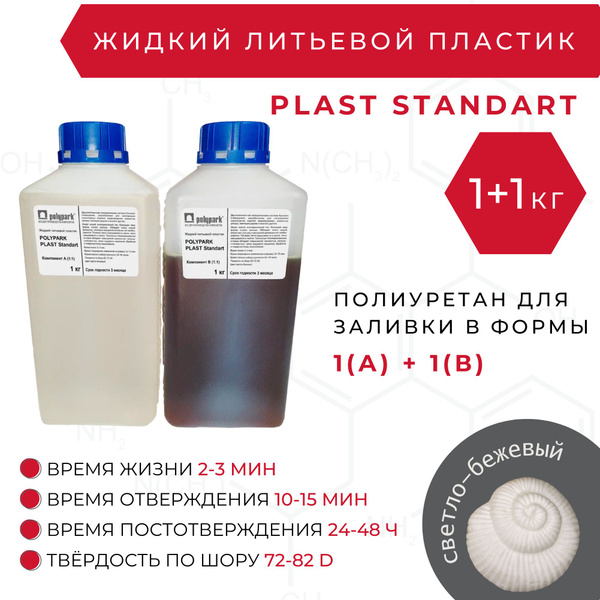 Жидкий литьевой пластик POLYPARK PLAST Standart (A+B), светло-бежевый ...