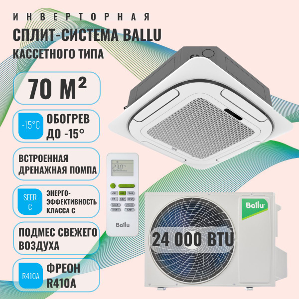 Кассетная инверторная сплит-система Ballu BLCI_C-24HN1_24Y - купить по ...