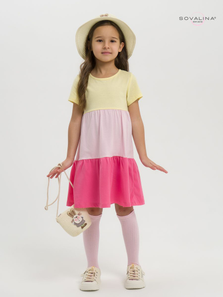 Платье для девочки SOVAlina в садик, Девочки, На любой сезон, размер 134, материал Хлопок ...