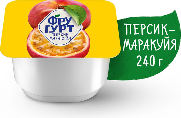 Йогурт вязкий живой Персик-Маракуйя 2% 240 г, Фругурт купить на OZON по ...