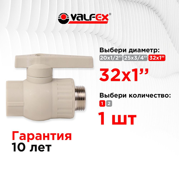 Кран шаровой для радиатора 32мм Х 1" прямой, полипропиленовый, Valfex серый купить на OZON по ...