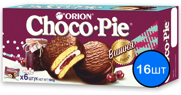 Печенье Orion Chocopie Вишня 180г х 16шт купить с доставкой по