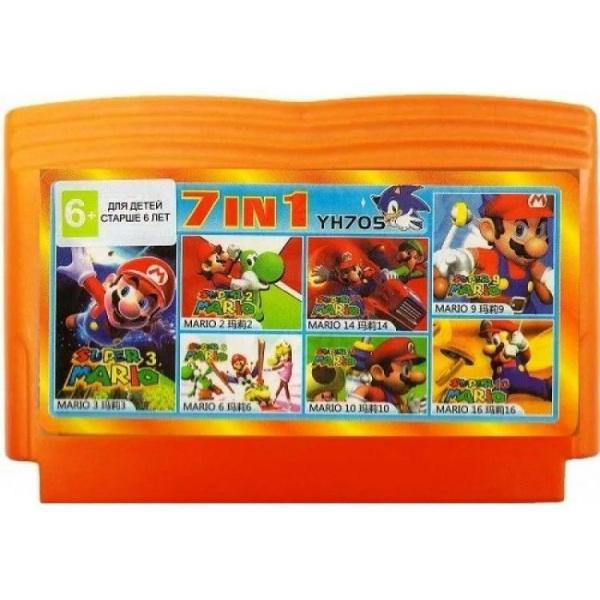 Игра Игровой картридж для Dendy Сборник 7 в 1 (Mario) (8 bit, Оригинальный) купить по низкой ...
