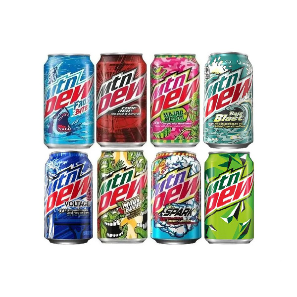 Набор из 8 напитков Mountain Dew ( Classic, Major Melon, Voltage, Code ...
