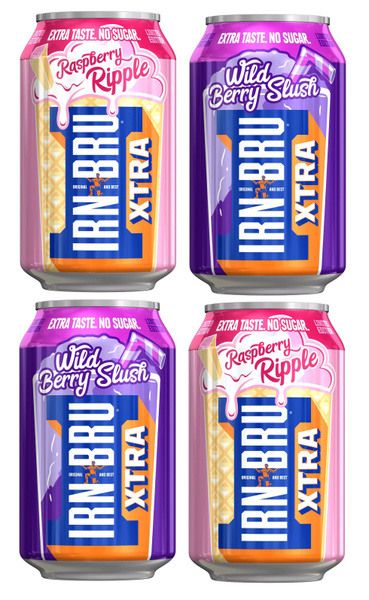 Набор из 4 банок Irn-Bru (Raspberry Ripple и Wild Berry Slush) по 330 ...