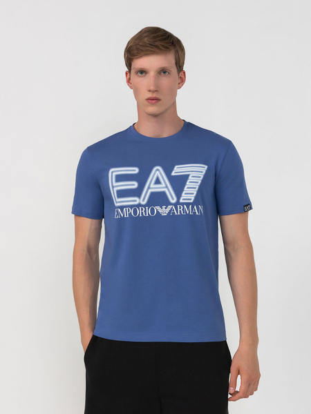 Футболка EA7, размер 48, 50, цвет синий, хлопок 96% эластан 4% - купить по выгодной цене в ...
