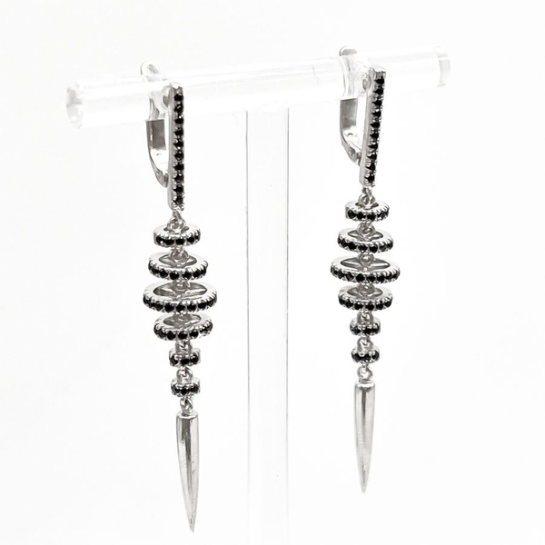 Кристалл мечты/ Серьги из серебра со вставками/ Природная Шпинель ...