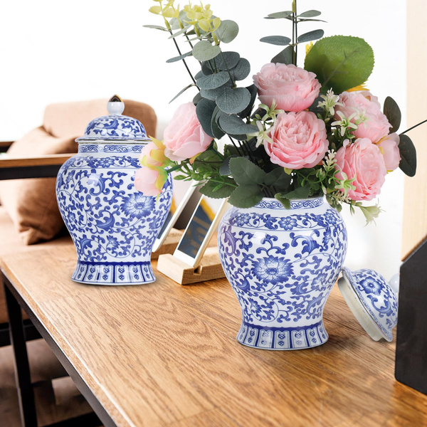 Фарфоровая ваза Celadon, китайская имбирная ваза с крышкой, античный ...