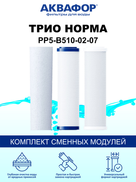 Аквафор Трио Норма комплект картриджей РР5-В510-02-07, в индивидуальной ...