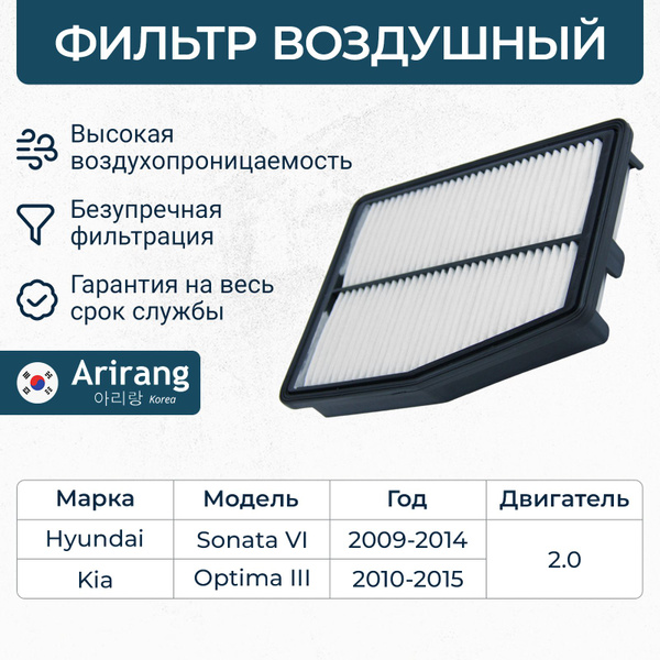 Воздушный фильтр для Hyundai Sonata 6, Kia Optima 3, Хендай Соната, Киа ...