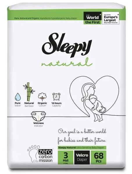 Подгузники детские Sleepy Natural размер № 3 (4-9 кг) 68 - купить с ...