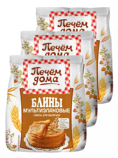 Смесь для выпечки мультизлаковых блинов Печем дома, 300 г - Набор 3 шт ...