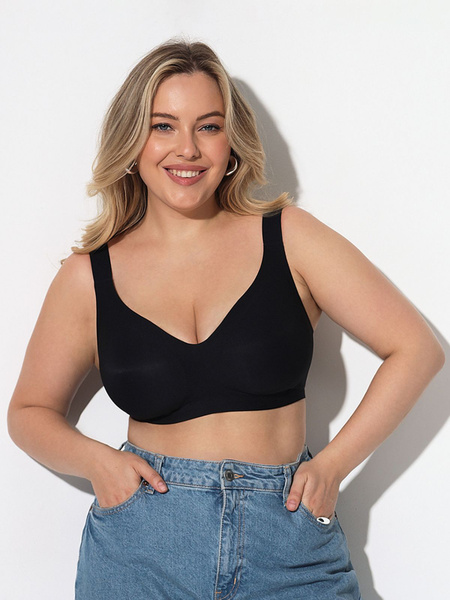 Бюстгальтер Женский DORIZORI без косточек, размер 85F, 90C черный Нейлон, Спандекс Повседневный ...