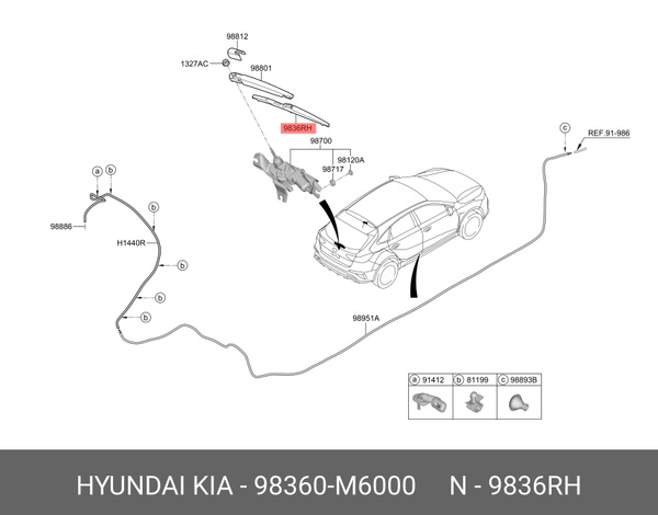 Щетка стеклоочистителя бескаркасная Hyundai-KIA 98360M6000 - купить по ...