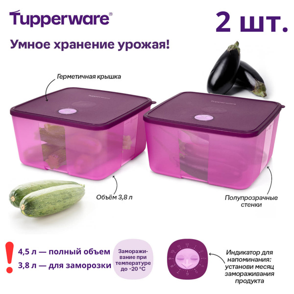 Контейнер пищевой Tupperware, 22,5х22,5х11,3, объем 3800 мл - купить по выгодной цене в интернет ...