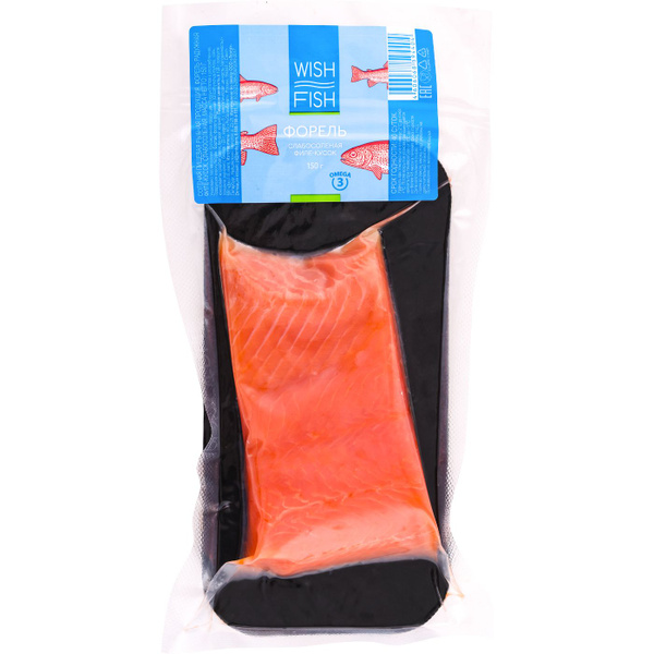 Форель WISH FISH филе-кусок слабосоленая, 150г - купить с доставкой по ...
