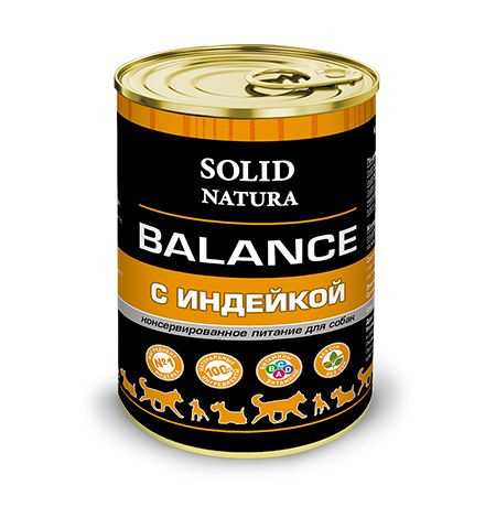 Solid Natura Balance / Консервы Солид Натура для собак Индейка, 340г х ...