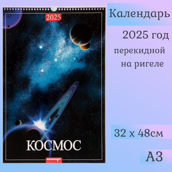 Календарь перекидной на ригеле А3 "Космос" 2025 год, 32 х 48 см ...