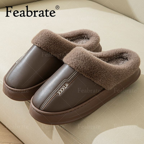 Тапочки Мужской Feabrate, размер 42, 43 кофейный Закрытый нос, Круглый нос Без каблука Без ...