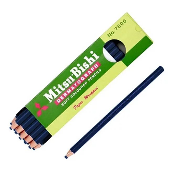 12 штук - Карандаш UNI Mitsubishi DERMATOGRAPH P-7600 Синий, для письма ...
