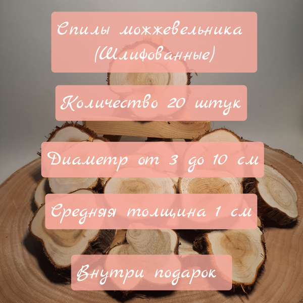 Спилы можжевельника шлифованные, 20 штук купить на OZON по низкой цене ...