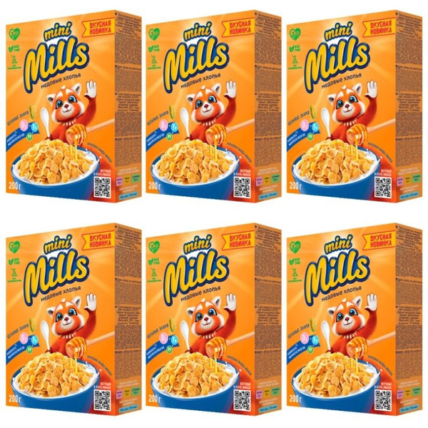 Mini Mills Хлопья кукурузные медовые, 200г, 6шт - купить с доставкой по ...