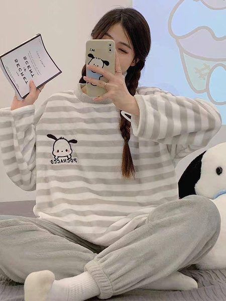 Пижама Женский SAIMEIQI с брюками Микрофибра, размер 48 Однотонный светло-серый Длинный Россия ...