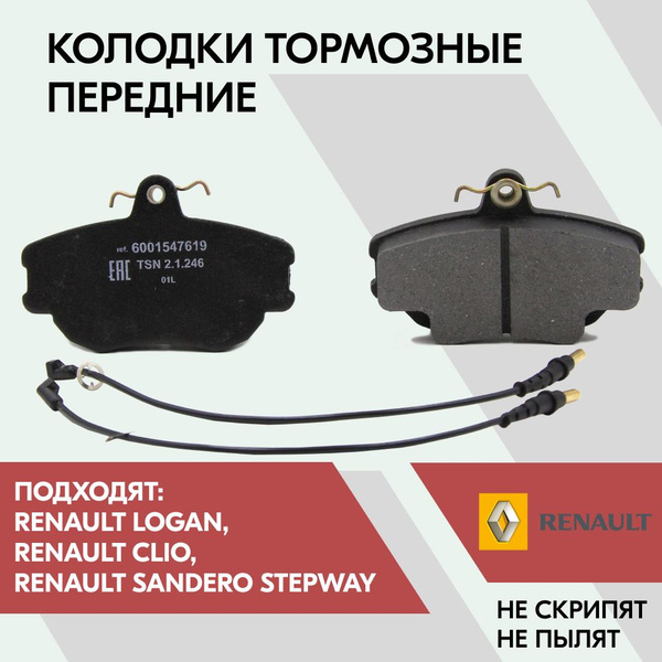 Колодки тормозные дисковые передние Renault Рено Clio Logan Логан ...
