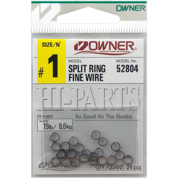 Заводные кольца Owner Split Ring Fine Wire 52804 #1 (8.6 кг, 24 шт.) / Рыболовная оснастка ...