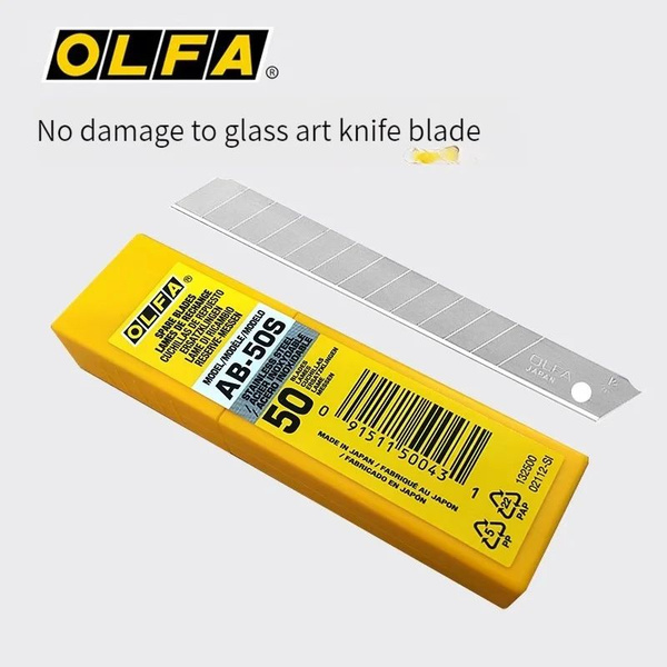 (50 штук) OLFA AB-50S Стандартный бытовой канцелярский нож, лезвие 9 мм, можно отламывать ...