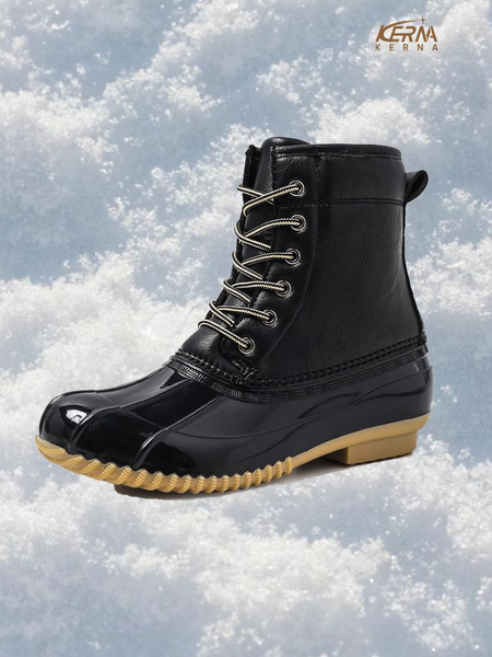 Сапоги резиновые Женский KERNA R (средняя) черный Термопластик (TPU), Кашемир искусственный ...