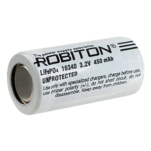 Аккумулятор LiFePO4 литий железофосфатный Li-Ion Robiton 16340 450мАч 3 ...