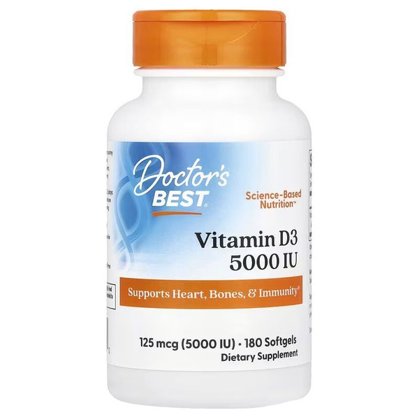 Витамин Д3 5000 МЕ 125 мкг 180 капсул Doctor's Best/витамин D3 Доктор ...