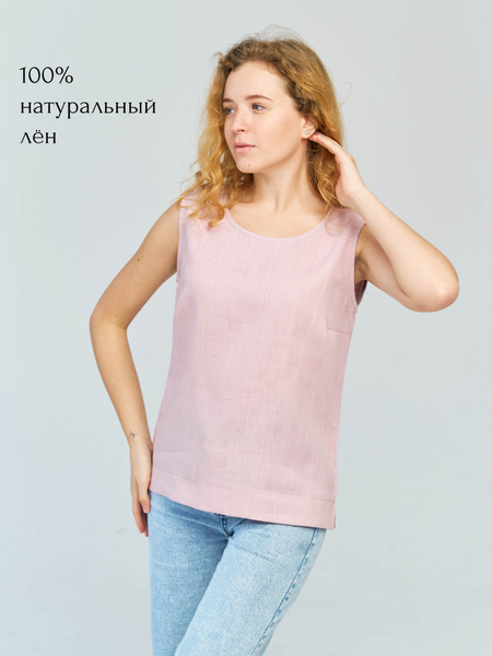 Топ Женский Trango пудровый, размер 48 Лен Повседневный Россия свободный купить c доставкой на ...