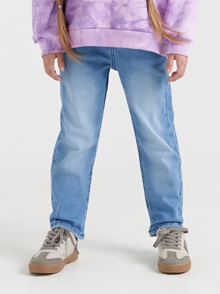 Джинсы Девочки, Мальчики BUNGLY синий Джинс, размер 80 прямой Кнопки Средняя, рост 74-80 ...