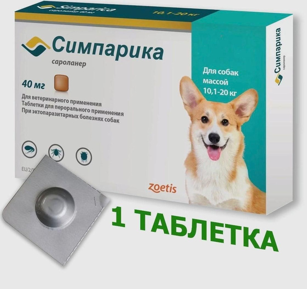 Симпарика от клещей для собак 10-20 кг купить на OZON по низкой цене ...