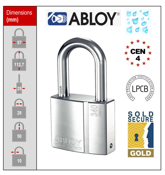 ABLOY PL340/50С (CLASSIC) с дужкой 50мм. Навесной замок из закаленной стали купить на OZON по ...