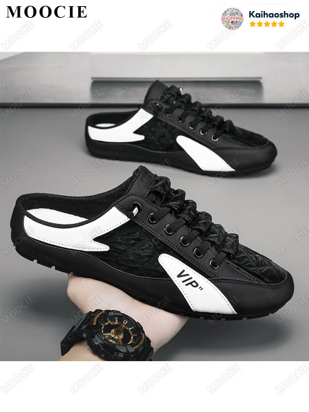Мокасины Мужской MOOCIE черный, размер 45 Шнурки Без каблука Лето Толстая подошва Автоспорт ...
