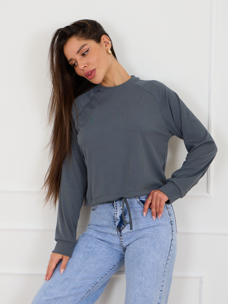 Лонгслив Женский SLN серебристый Длинный, размер 44, 46 Вискоза, Полиэстер оверсайз Однотонный ...