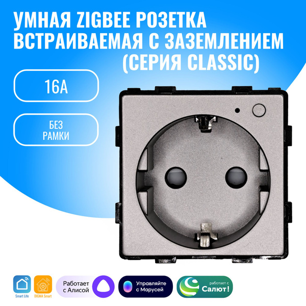Умная ZigBee розетка встраиваемая с заземлением Smart Aura модуль без рамки купить на OZON по ...
