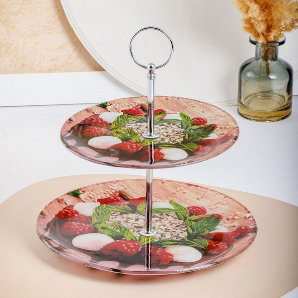 Daniks Фруктовница стеклянная двухъярусная, ваза для фруктов, 22.5 см, 18 см, 23 см, Для тебя ...