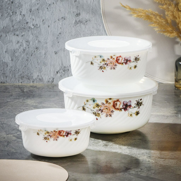 Daniks Набор салатников с крышкой стеклокерамика 3 шт, Эмилия купить на OZON по низкой цене ...